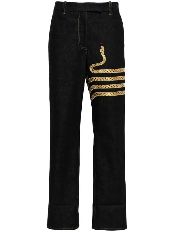 Thom Browne Snake-embroidered Chino Jeans