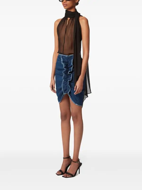 Nina Ricci Draped Denim Skirt