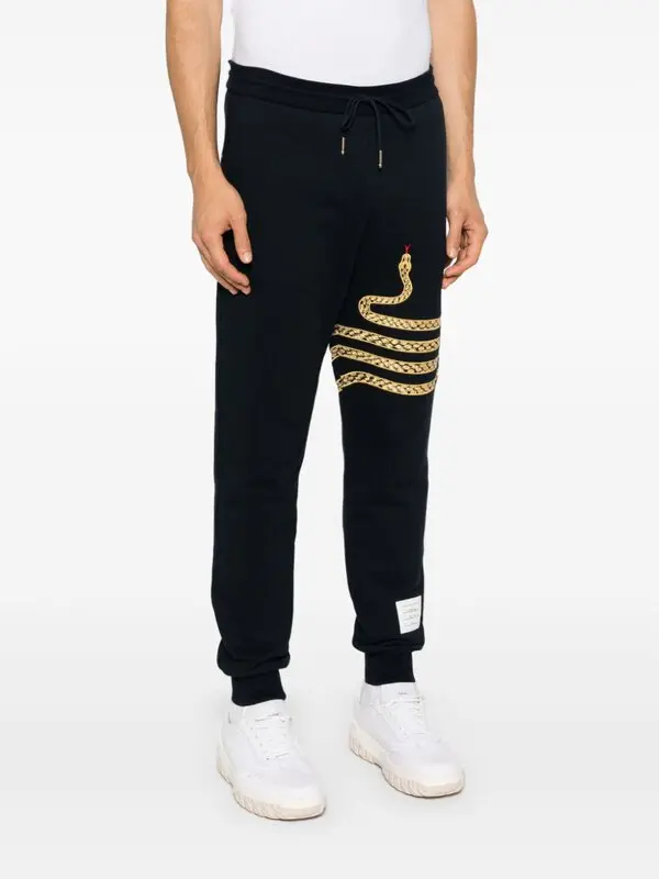 Thom Browne Snake-embroidery Cotton Track Pants
