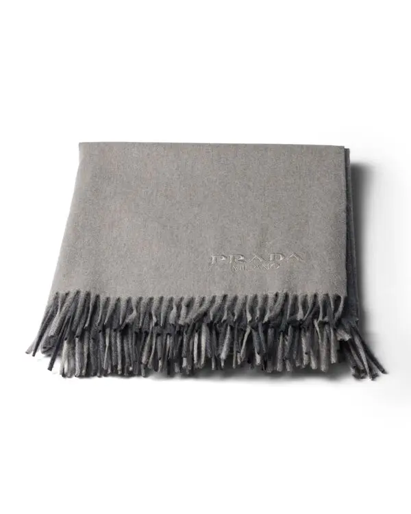 Prada Two-tone Cashmere And Wool Throw - Grey