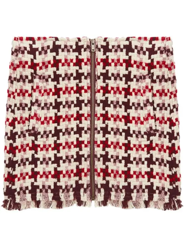 MARANT ETOILE Akima Houndstooth Miniskirt - Red
