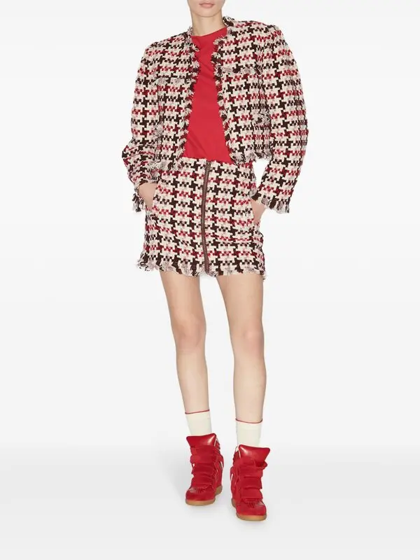 MARANT ETOILE Akima Houndstooth Miniskirt - Red