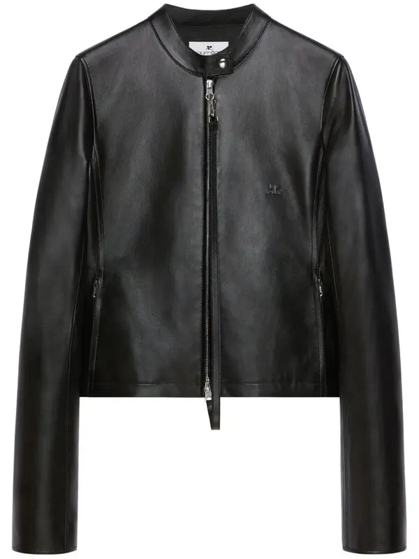 COURREGES Leather Biker Jacket - Black