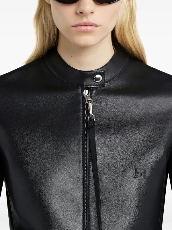 COURREGES Leather Biker Jacket - Black