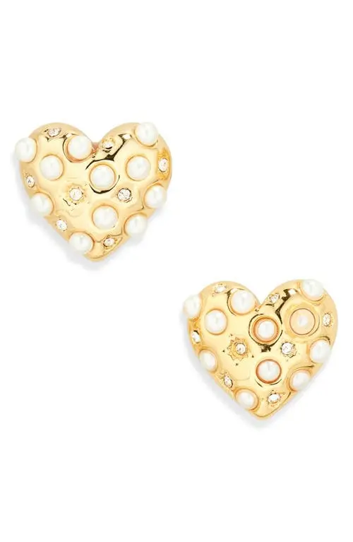 Lele Sadoughi Celestial Faux Pearl Heart Stud Earrings - Gold