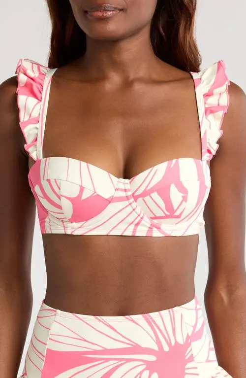 HUTCH Ruffle Underwire Bikini Top - Coral Block
