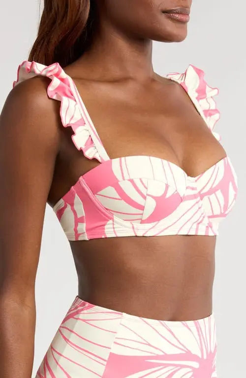 HUTCH Ruffle Underwire Bikini Top - Coral Block