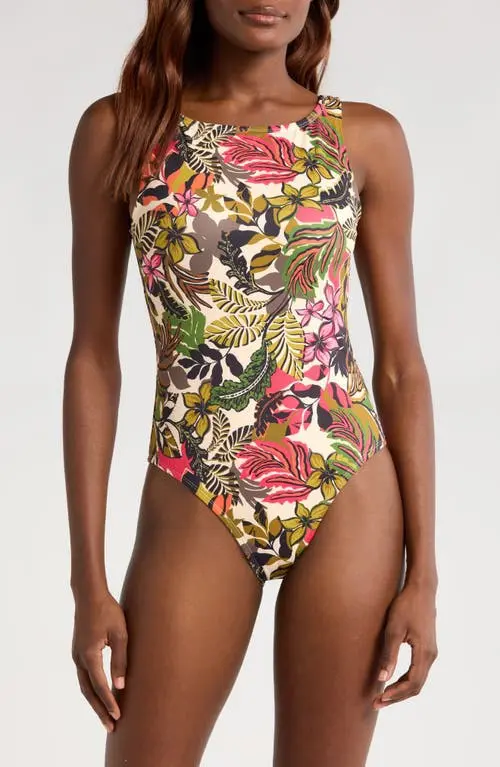 HUTCH Buckle Back One-piece Swimsuit - Multicolor Tropical