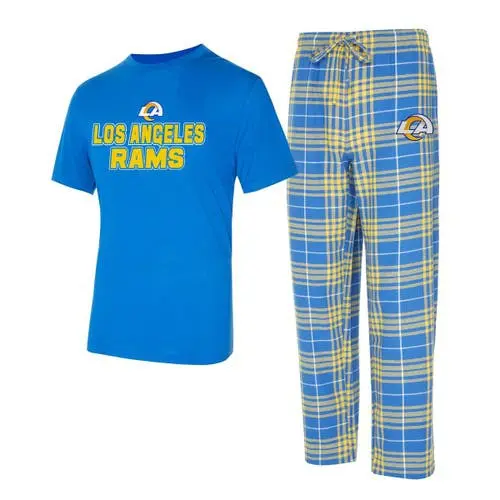 CONCEPTS SPORT Gold Los Angeles Rams Vector T-shirt & Flannel Pants Sleep Set - Royal