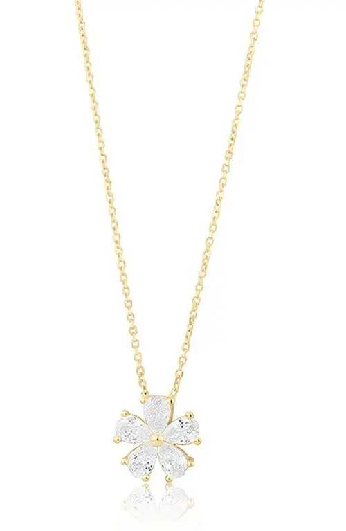SHYMI Cubic Zirconia Flower Pendant Necklace - Gold