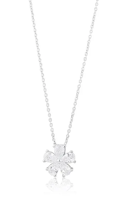 SHYMI Cubic Zirconia Flower Pendant Necklace - Silver