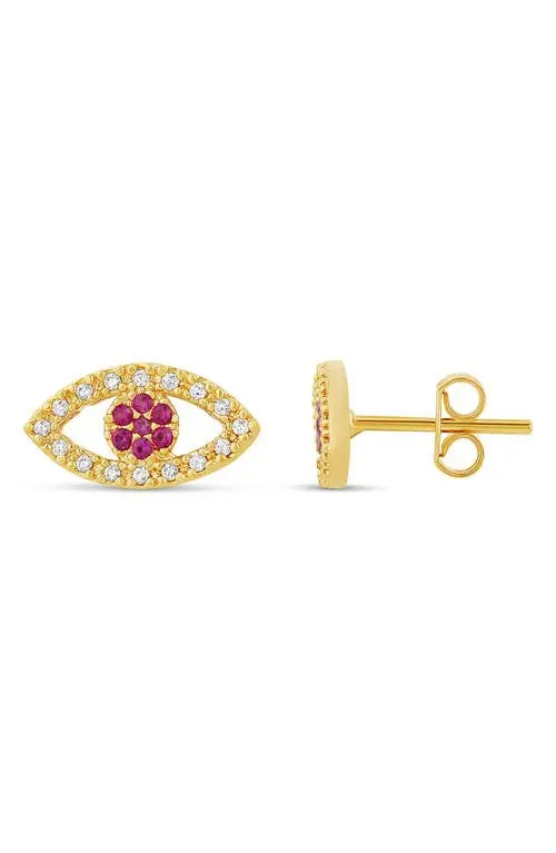 SHYMI Pavé Evil Eye Stud Earrings - Pink