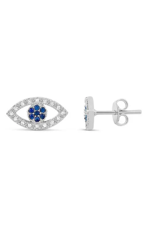 SHYMI Pavé Evil Eye Stud Earrings - Silver