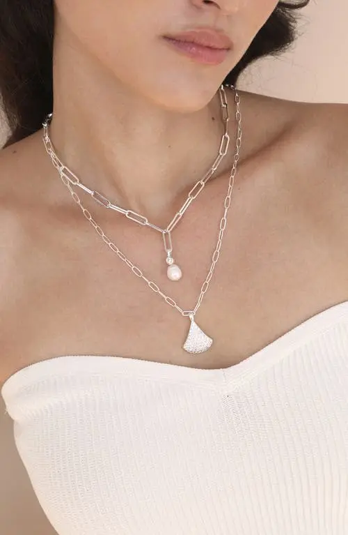 Ettika Layered Teardrop And Pearl Necklace - Silver
