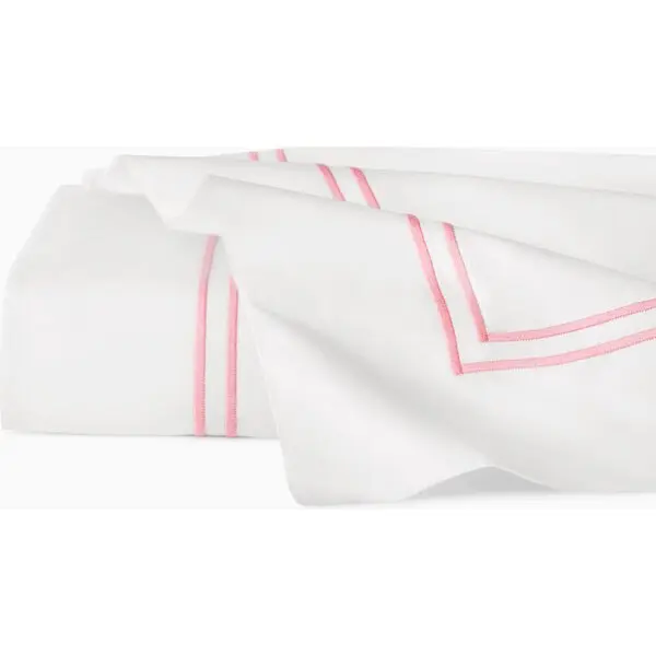 SFERRA Grande Hotel Cotton Flat Sheet - White/pink