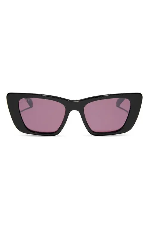 DIFF Aura 51mm Polarized Cat Eye Sunglasses - Aubergine With Silver Flash