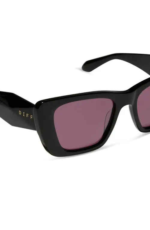 DIFF Aura 51mm Polarized Cat Eye Sunglasses - Aubergine With Silver Flash