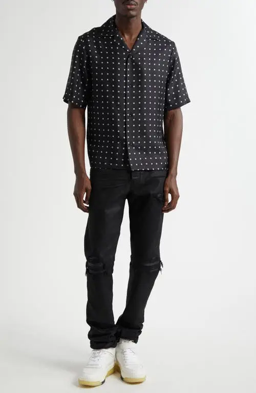 Amiri Mx1 Leather Patched Waxed Jeans - Black