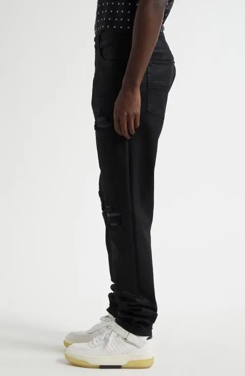 Amiri Mx1 Leather Patched Waxed Jeans - Black