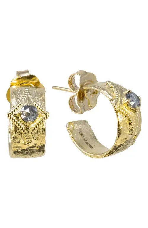 Armenta Artifact Diamond Hoop Earrings - Gold