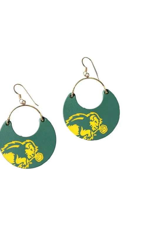 NICKEL & SUEDE University Ninas Dangle Earrings - Ndsu Green / Silver