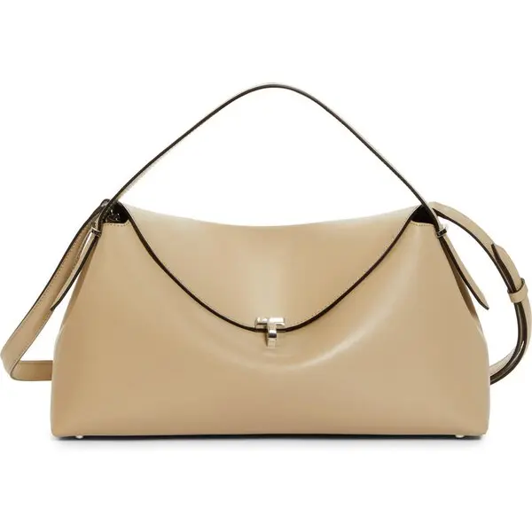 TOTEME T-lock Top Handle Leather Shoulder Bag - Fawn