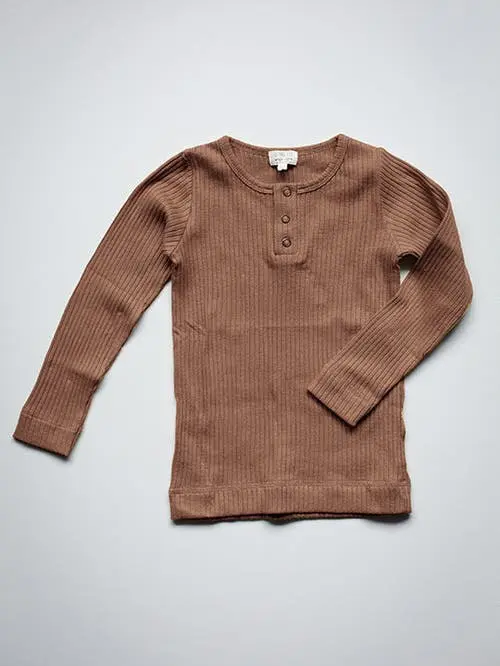 THE SIMPLE FOLK Ribbed Long-sleeve Top - Cinnamon