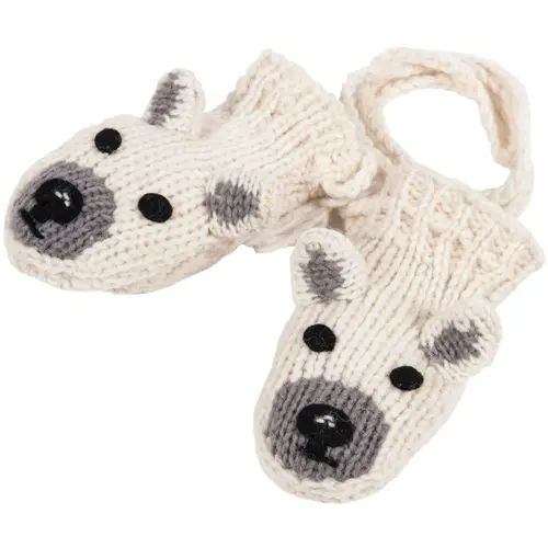 NIRVANNA DESIGNS Polar Bear Knitted Mittens - White