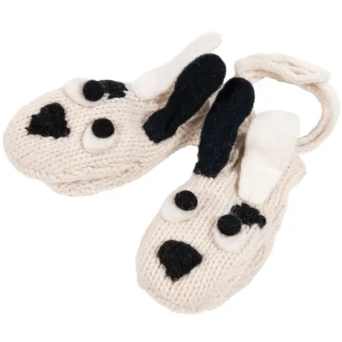 NIRVANNA DESIGNS Knitted Puppy Mittens - White