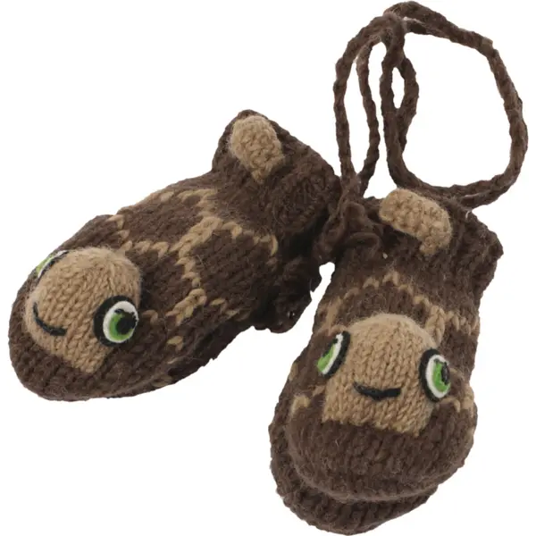 NIRVANNA DESIGNS Knitted Wool Mittens - Brown