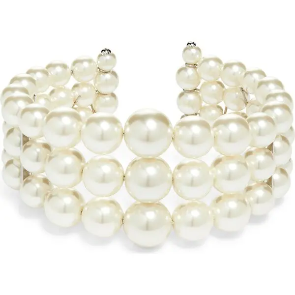 Lele Sadoughi Graduated Faux Stretch Bracelet - Pearl