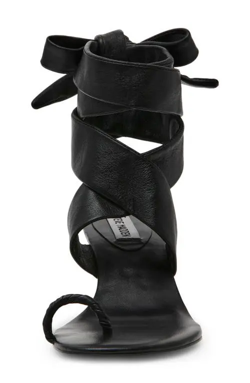 Steve Madden Symone Ankle Wrap Sandal In Black Leather - 31% Off |  Editorialist