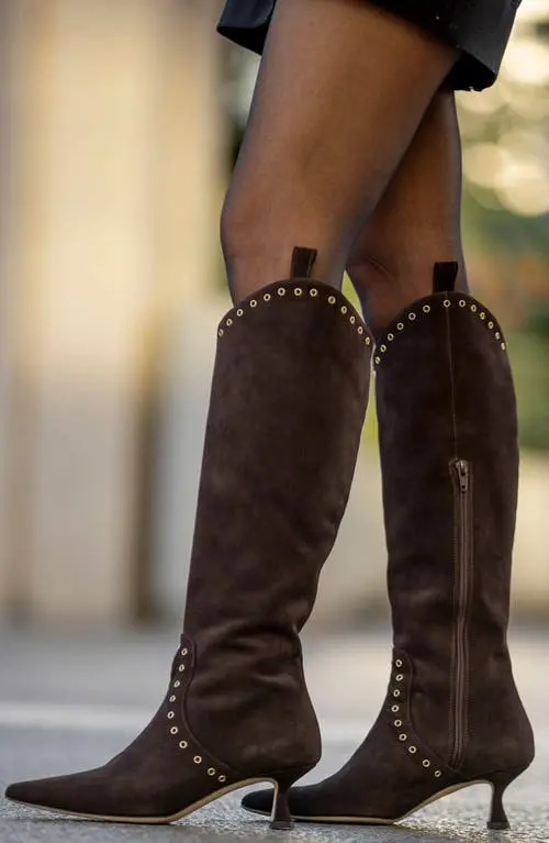 BEAUTIISOLES Vanessa Tall Suede Boots - Brown