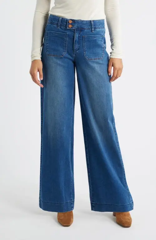 Wit & Wisdom Ab'solution Patch Pocket Wide Leg Jeans - Blue