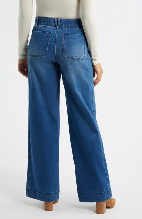 Wit & Wisdom Ab'solution Patch Pocket Wide Leg Jeans - Blue