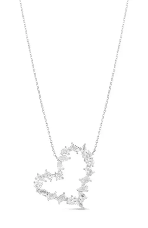 SHYMI Mixed Cubic Zirconia Heart Pendant Necklace - Silver