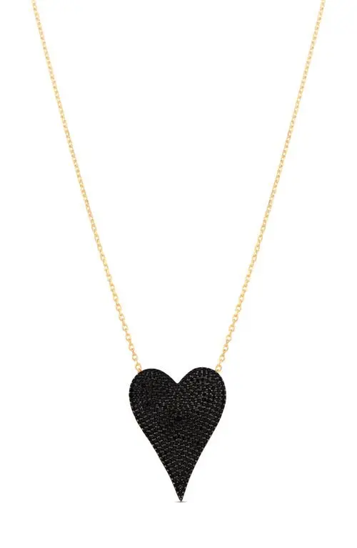 SHYMI Jumbo Pavé Heart Pendant Necklace - Black