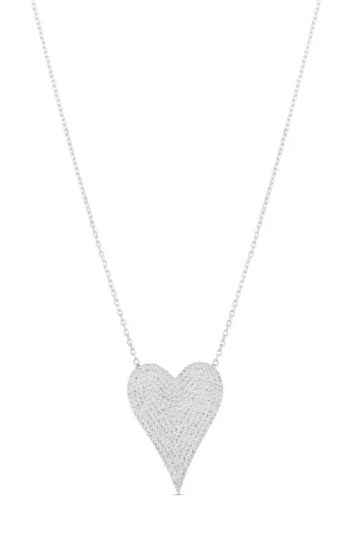 SHYMI Jumbo Pavé Heart Pendant Necklace - Silver