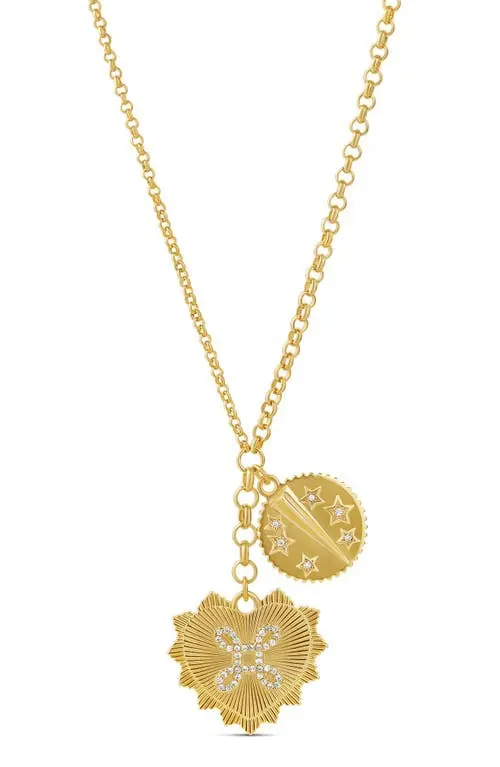 SHYMI Fluted Heart Charm Necklace - Gold