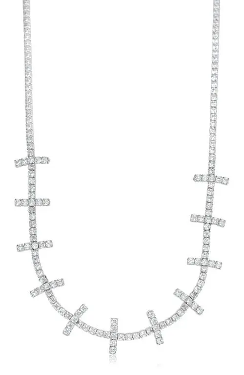 SHYMI Cubic Zirconia Bar Tennis Necklace - Silver