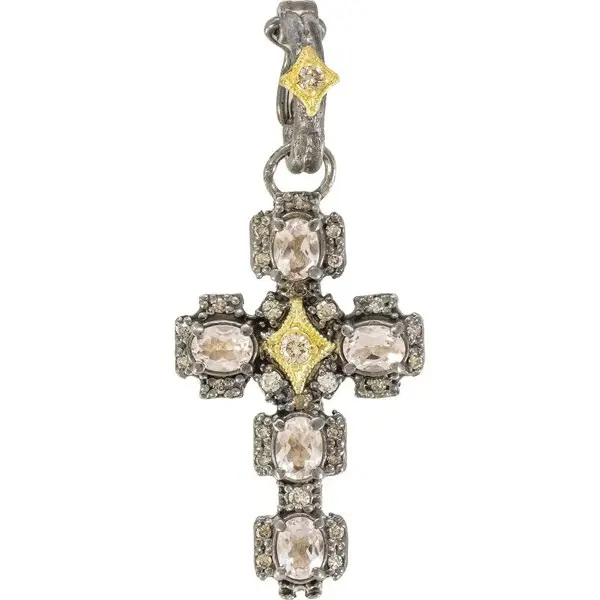 Armenta Diamond & Morganite Cross Enhancer - Silver/ Gold