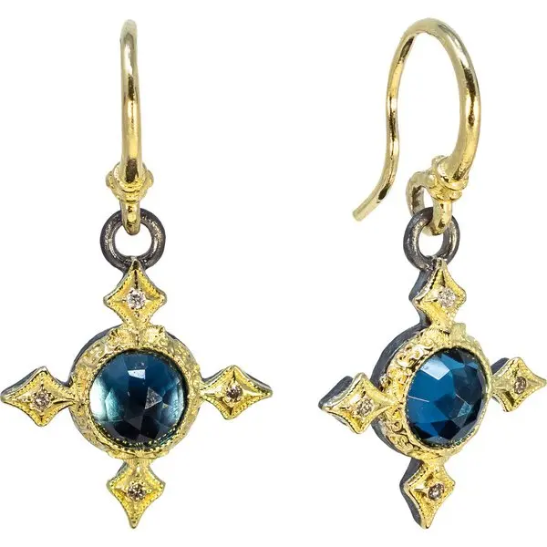 Armenta Cross Drop Earrings - Blue