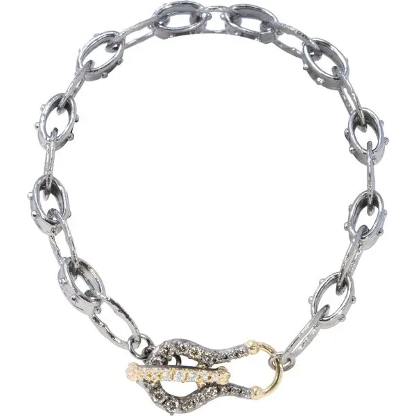 Armenta Pavé Diamond Toggle Link Bracelet - Silver/ Gold