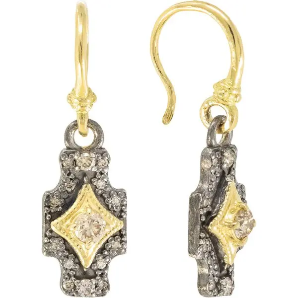 Armenta Crivelli Champagne Diamond Drop Earrings - Silver/ Gold