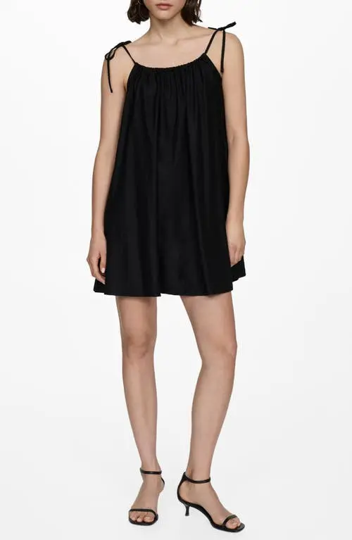 Mango Tie Strap Shift Mini Dress