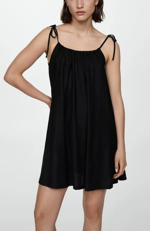 Mango Tie Strap Shift Mini Dress