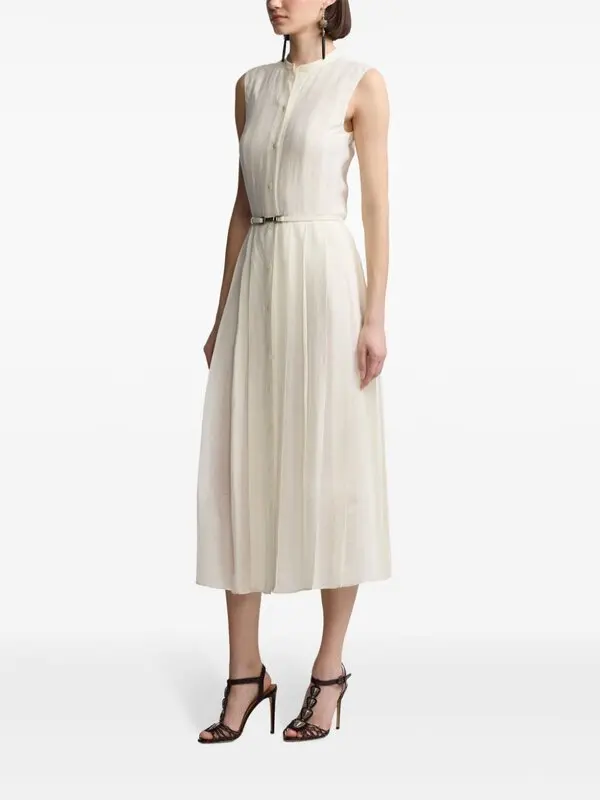 Ralph Lauren Pleated Belted Midi Dress