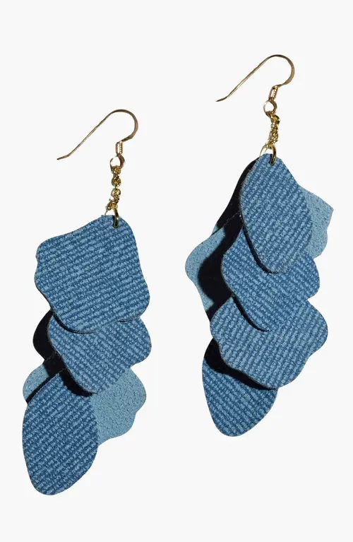 NICKEL & SUEDE Florence Dangle Earrings - Light Blue / Silver Metal