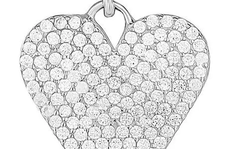 SHYMI Pavé Heart Drop Huggie Hoop Earrings - Silver