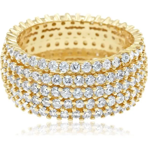 SHYMI Pavé Cubic Zirconia Cigar Band Ring - Gold